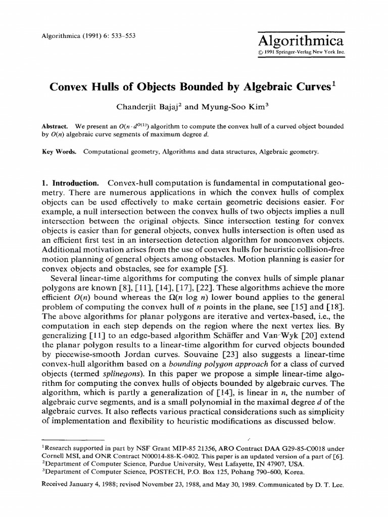 Convex Hulls of Objects Bounded by Algeb | PDF | Equations | Curve