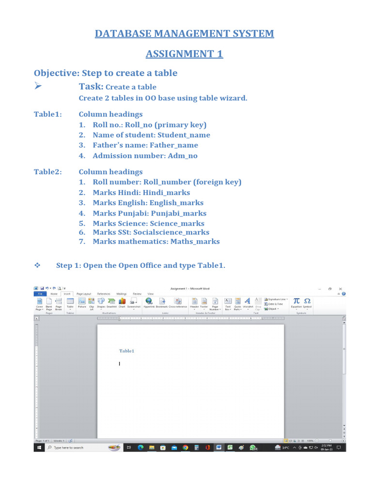 Step To Create A Table | PDF