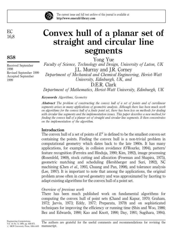 Yue COnvex Hull Piecewise Circular Lines | PDF | Angle | Geometry