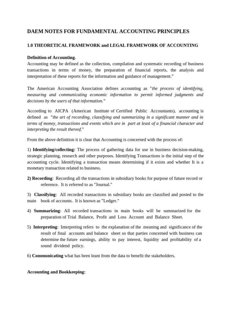 DAEM NOTES FOR FUNDAMENTAL ACCOUNTING PRINCIPLES | PDF | Debits And ...