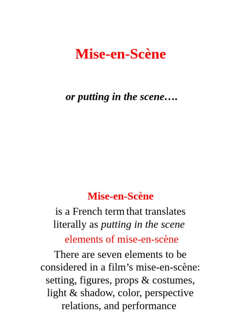 Film Directing Mise En Scene Pdf Shadow Color
