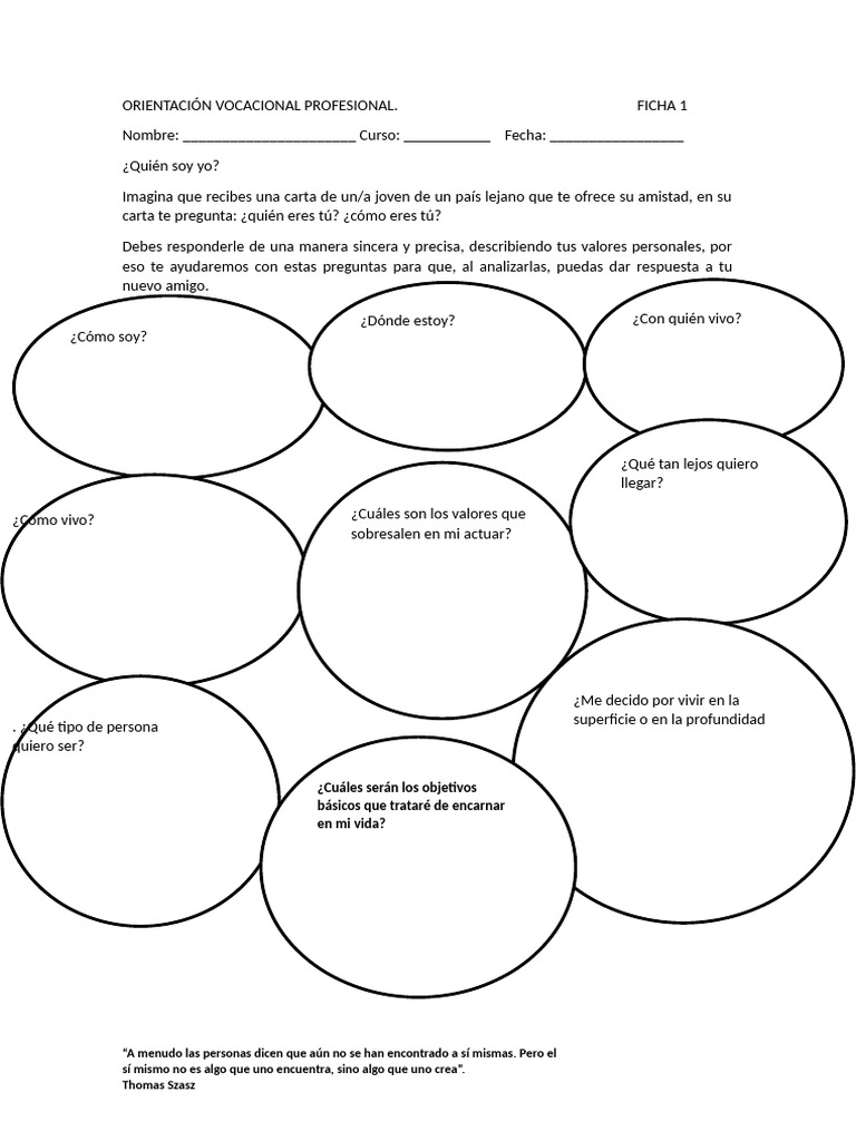 Orientación Vocacional Profesional Ficha 1 | PDF | Las emociones ...