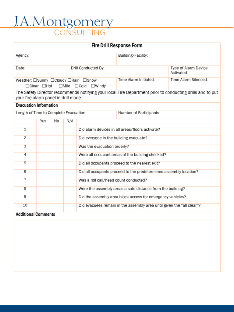 Fire Drill Response Evaluation Form | PDF