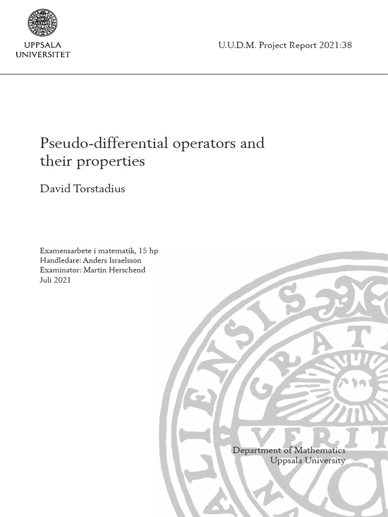 Pseudo differential operators and properties - Torsadius | PDF | Partial Differential Equation ...
