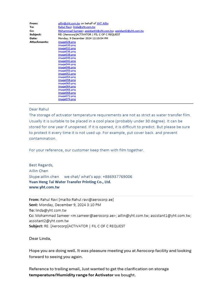 Activator Storage Condition - YHT | PDF