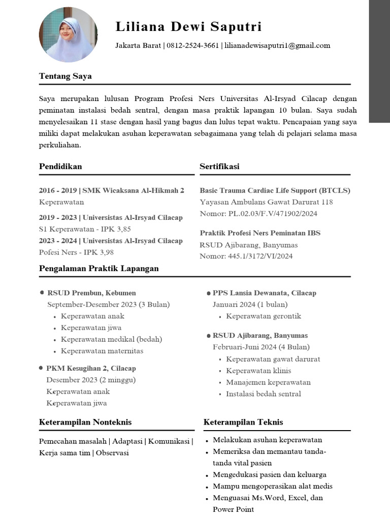 CV Liliana Dewi Saputri PDF | PDF
