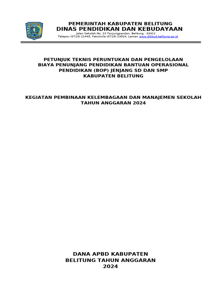 JUKNIS BOP KABUPATEN TAHUN 2024 | PDF