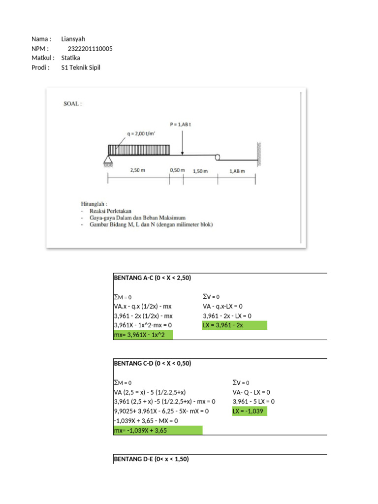 Iyan Statika Uts Semester 1 | PDF