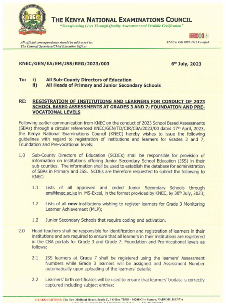 Registration of Grade 3 and 7 | PDF