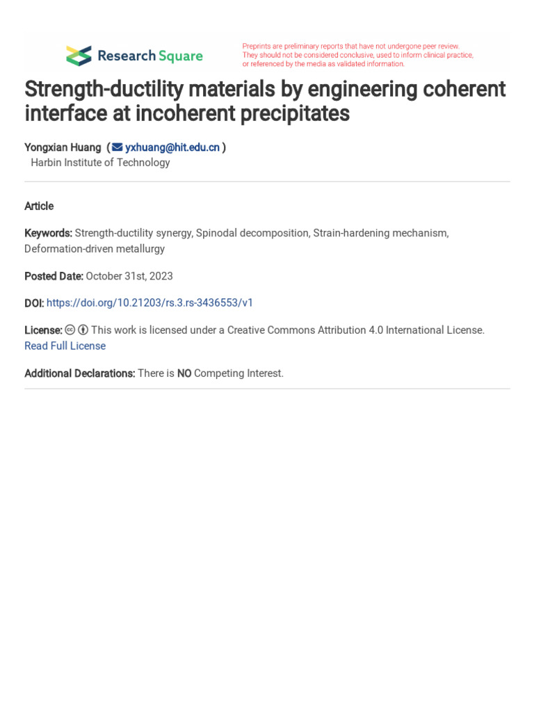 Strength-Ductility Synergy in 2195 Alloy | PDF | Dislocation | Deformation (Engineering)