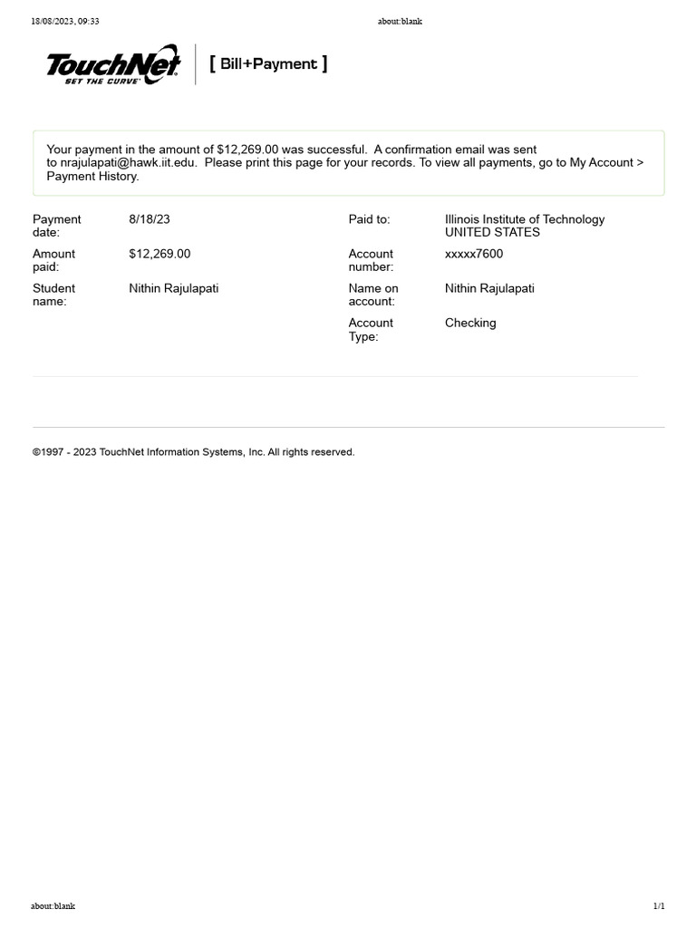 Nithin Sem 1 Payment | PDF