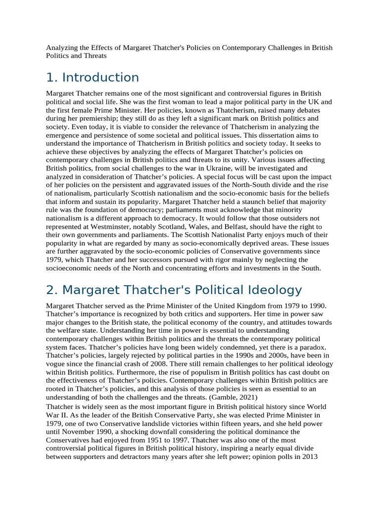 Margret Thatcher | PDF | Inflation | Margaret Thatcher