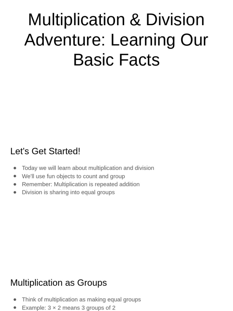 Multiplication & Division Adventure Learning Our Basic Facts | PDF