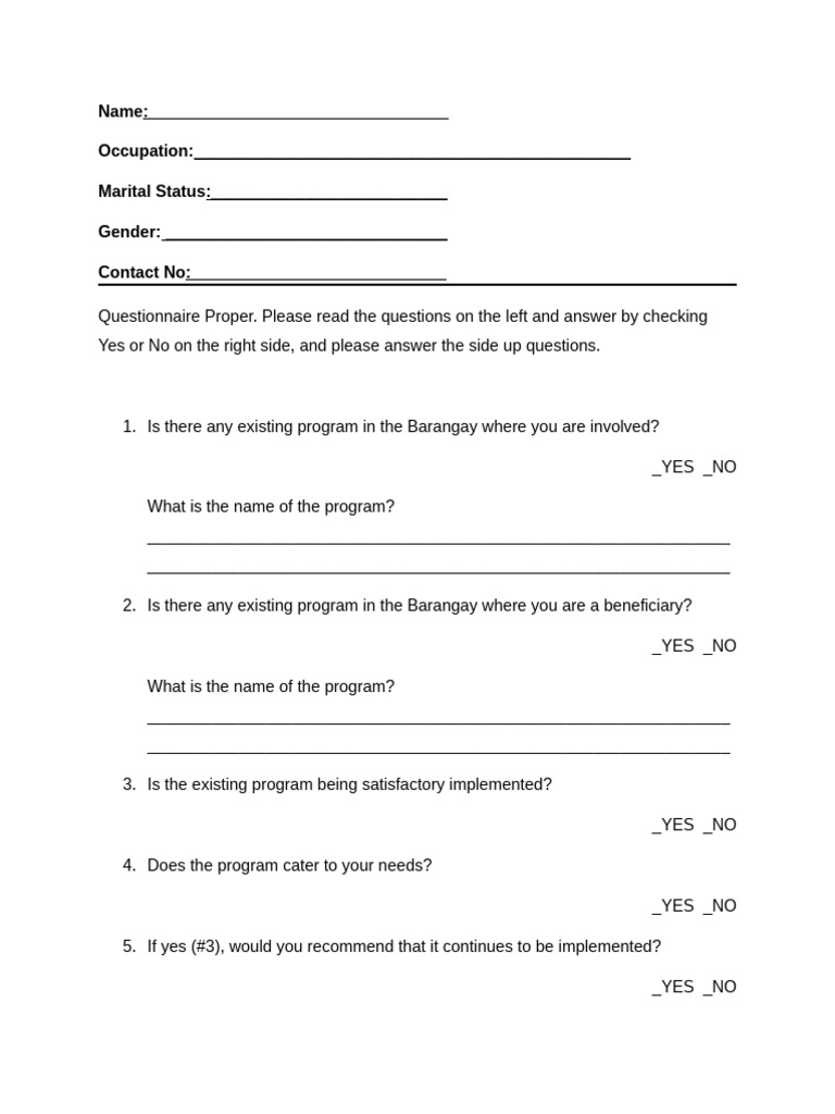 Sil Laz Questionnaire | PDF