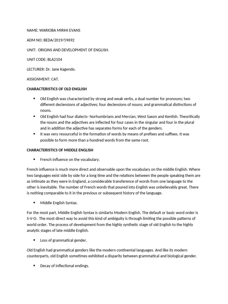 Origins and Development of English | PDF | English Language ...