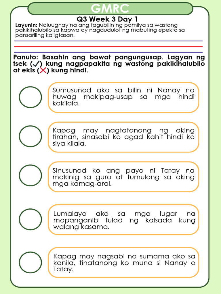 Q3 GMRC WORKSHEET Week 3 | PDF
