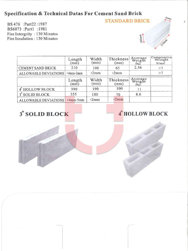 Cement Sand Brick (PD Bricks) | PDF