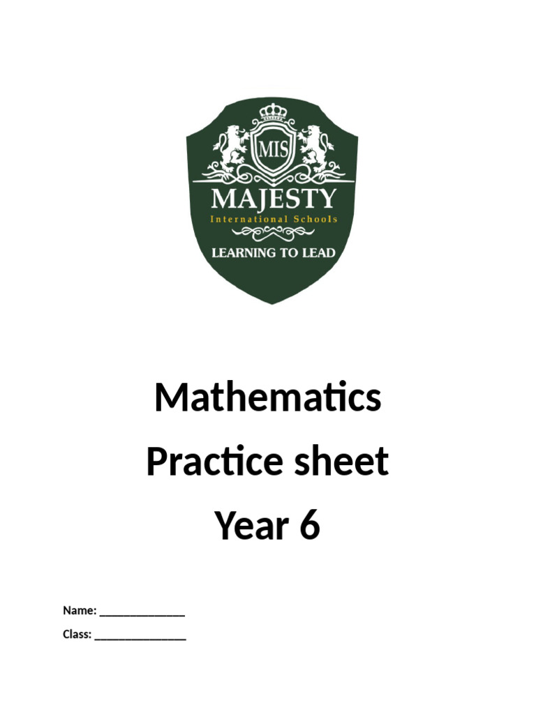 Mathematics Sheet For Term 1 Answer Key | PDF