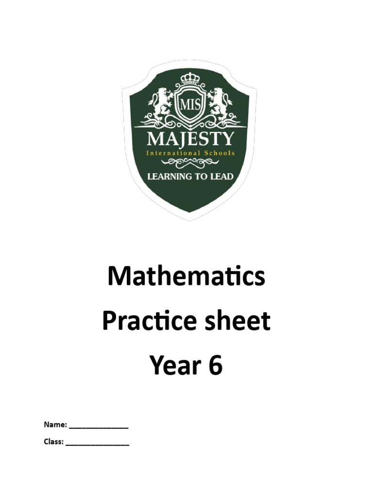Mathematics Sheet For Term 1 Answer Key | PDF