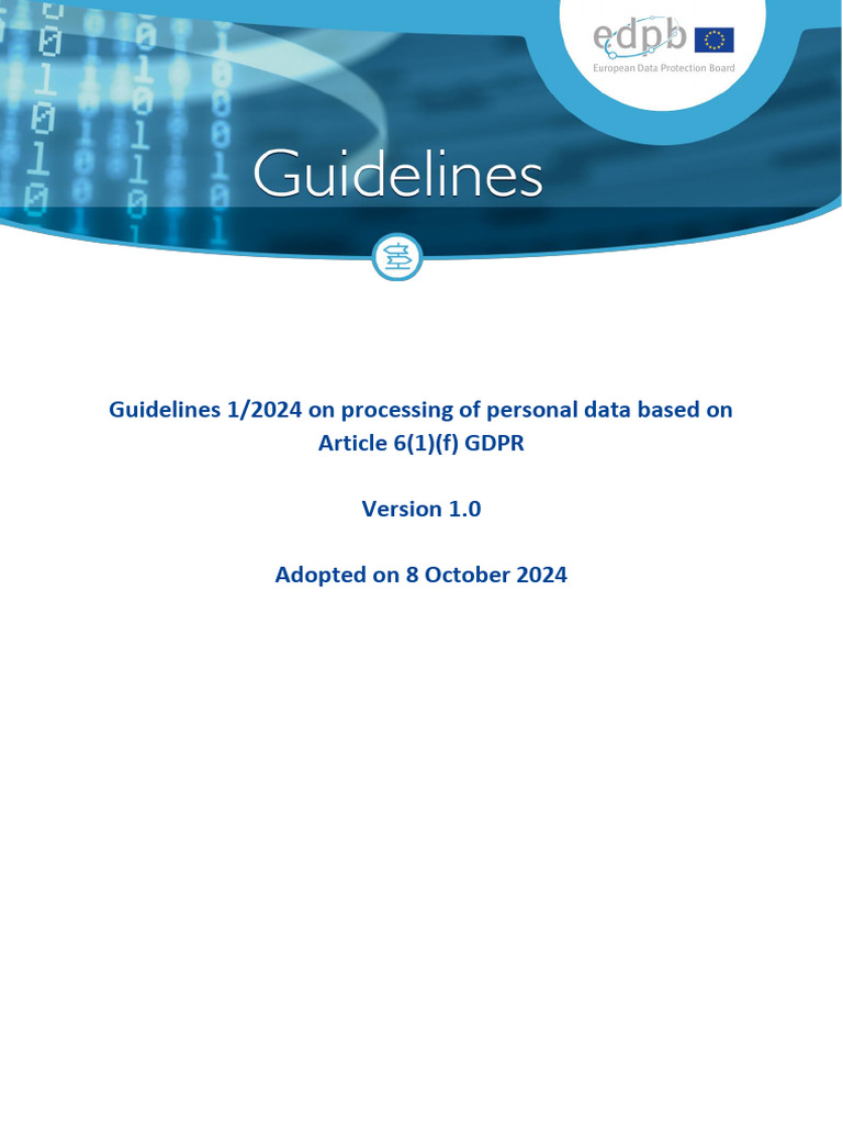 Edpb 202410 Guidelines - Legitimate - Interest | PDF | Justice | Crime & Violence