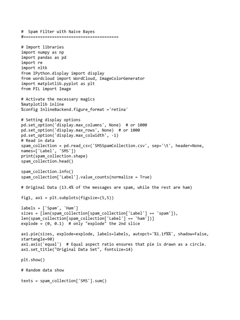 ML6 Naive Bayes Spam Filter | PDF