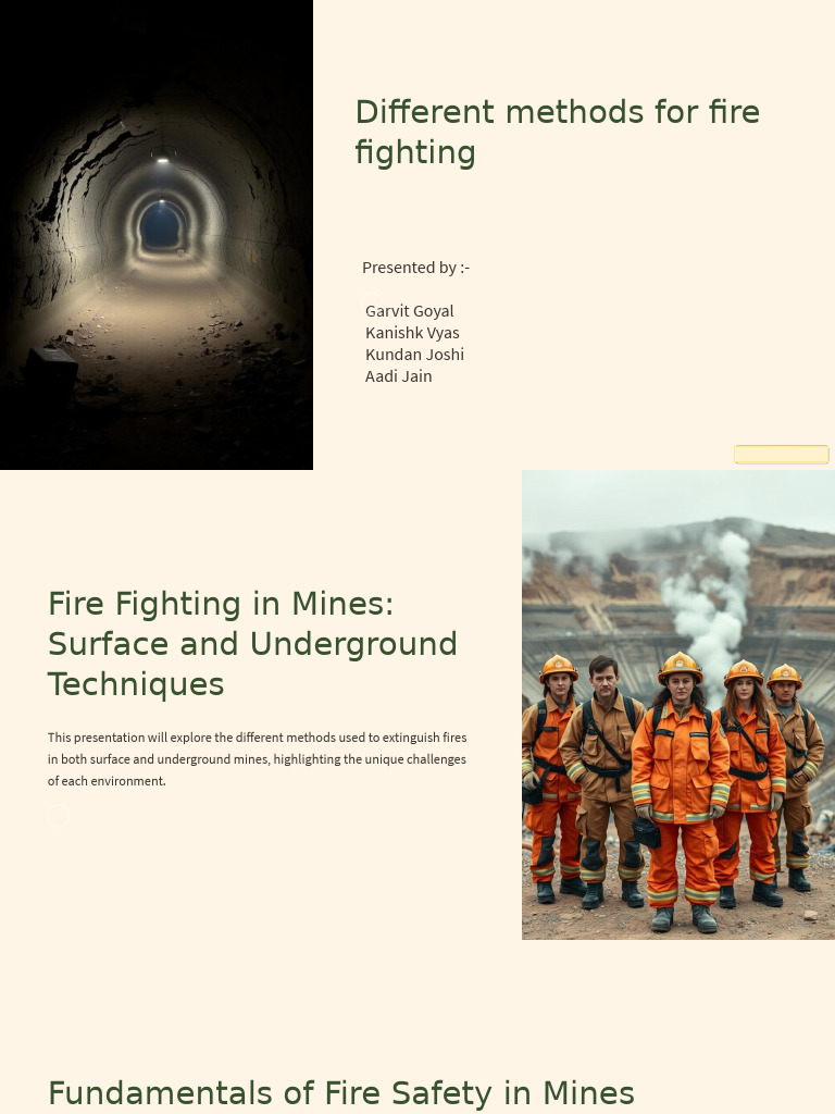 Fire Fighting Techniques in Mines | PDF | Firefighting | Fires
