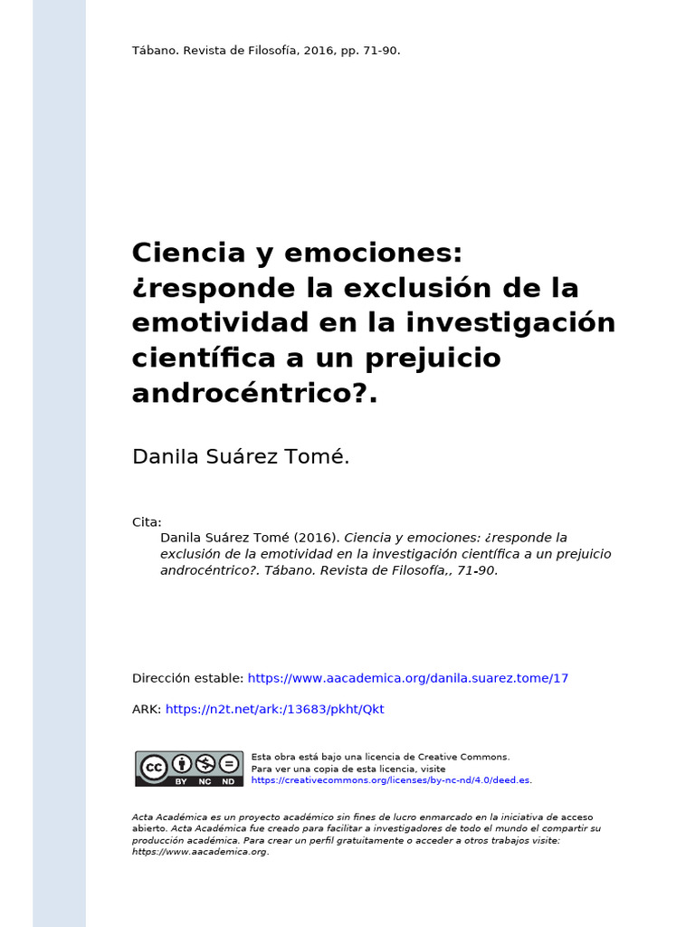 Emotividad y ciencia: un sesgo androcéntrico | PDF | Conocimiento | Platón