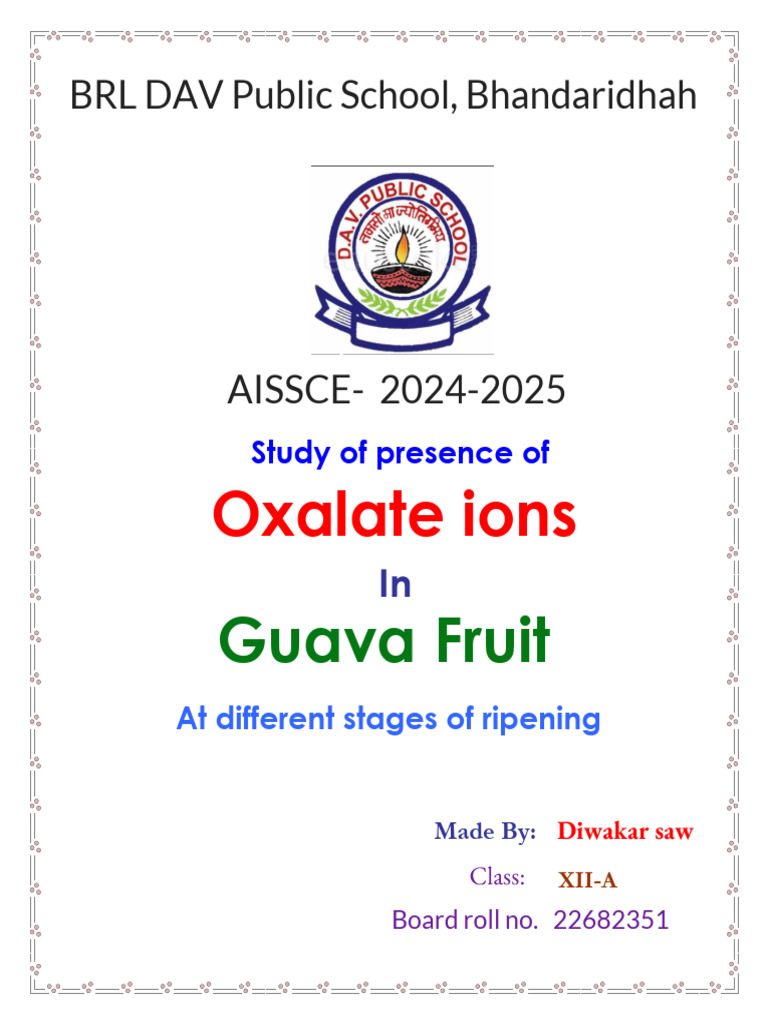 Oxalate Ions in Guava Ripening Stages | PDF