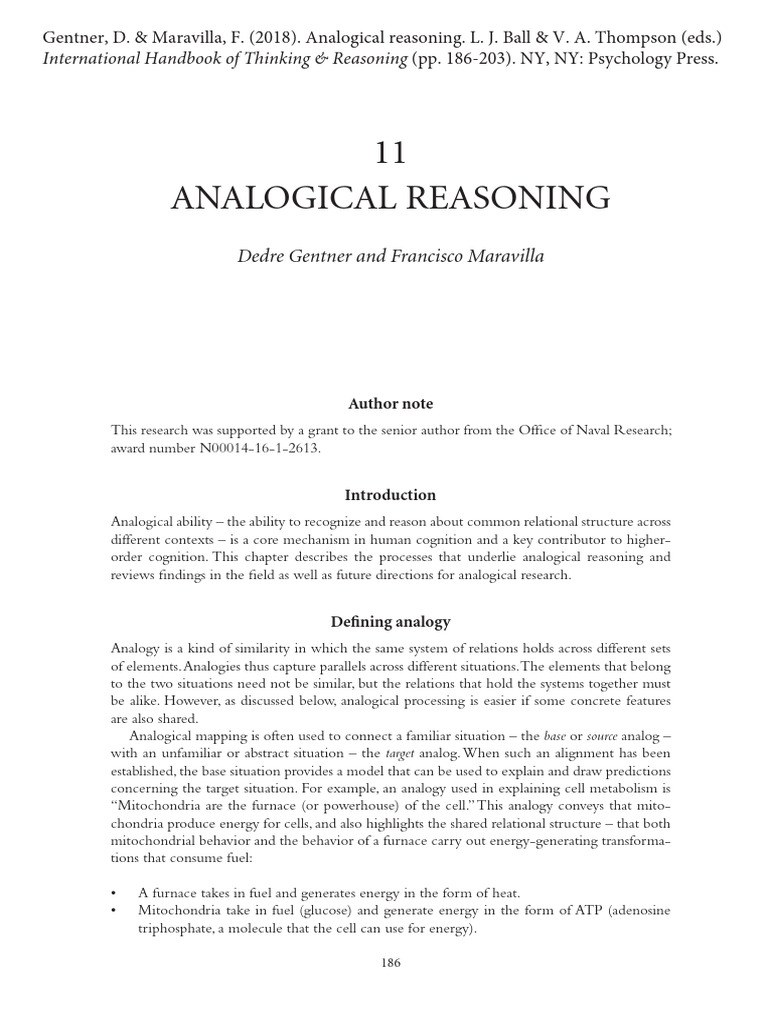 GentnerMaravilla 2018-Handbook | PDF | Analogy | Cognitive Psychology