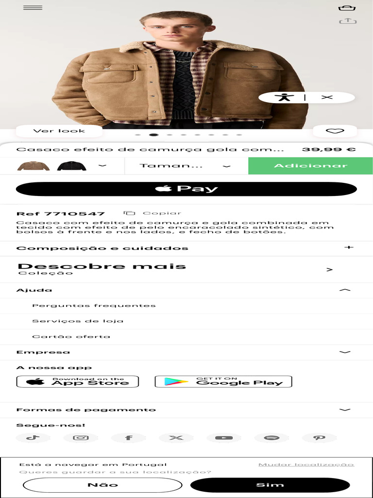 Casaco efeito de camurça gola com efeito de pelo encaracolado - PULL ...
