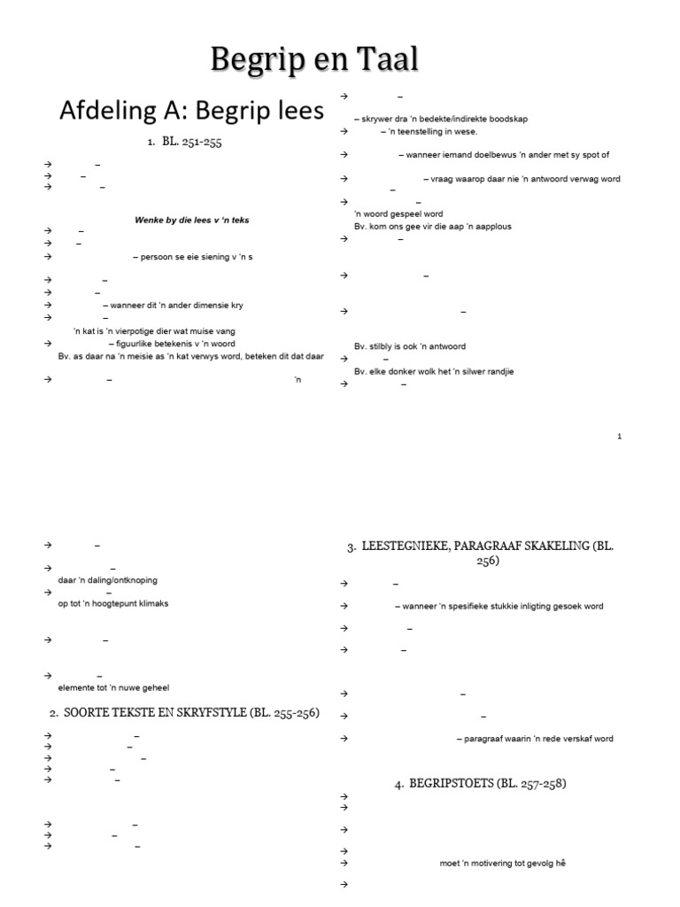 Afrikaans Begrip & Taal Boekie | PDF