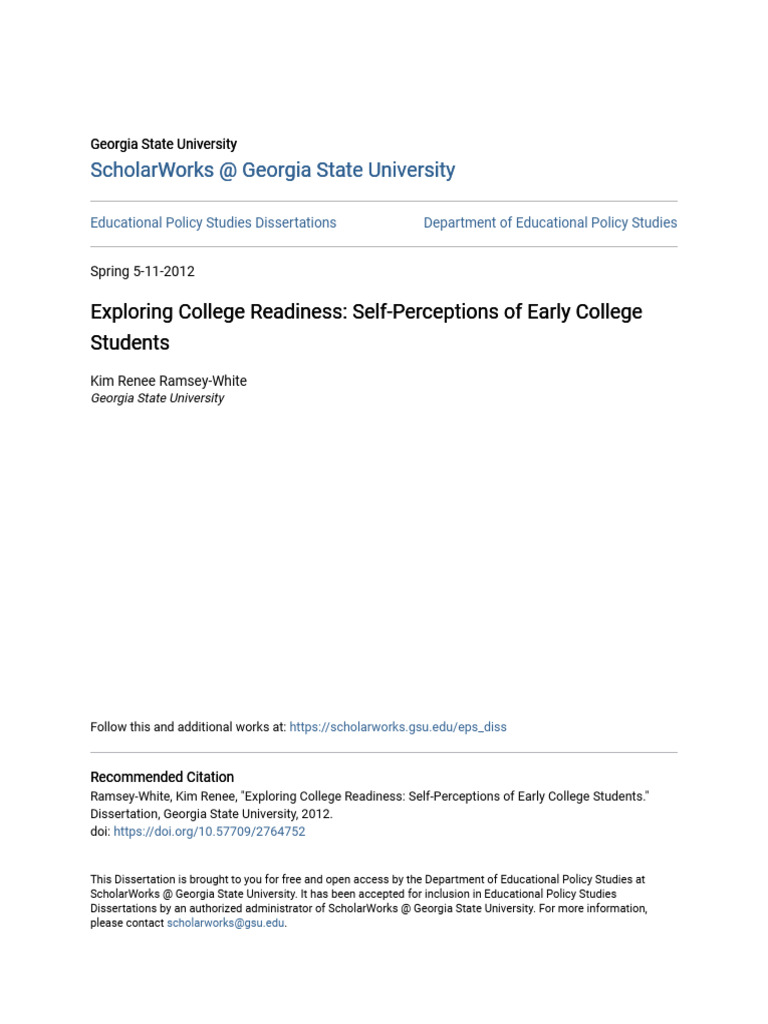 College Readiness in Early College Students | PDF | Social Capital ...