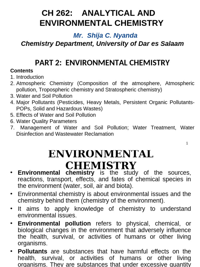 CH262 Environmental Chemistry-1 | PDF | Atmosphere Of Earth | N Ox