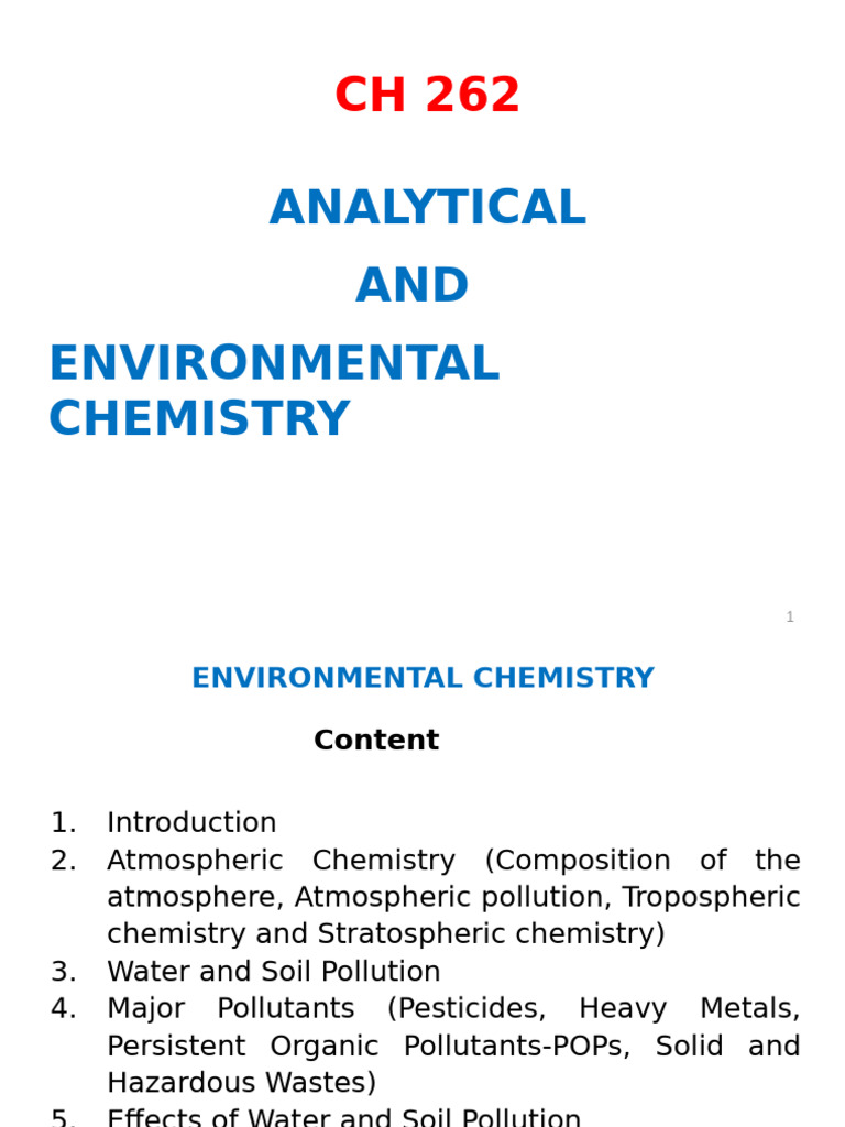 CH 262 Environmental Chemistry Slides | PDF | N Ox | Atmosphere Of Earth