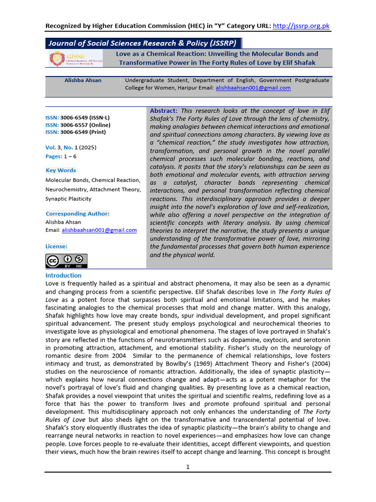 1 +Alishba+Ahsan+formatted | PDF | Love | Neurochemistry