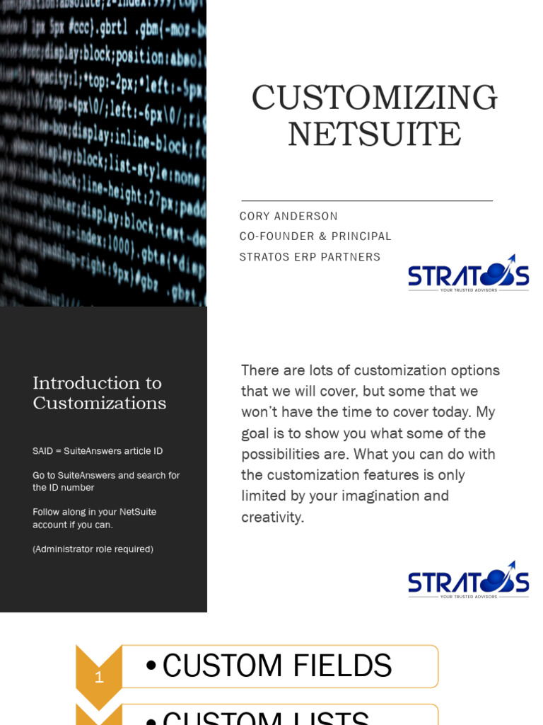 Stratos Customizing Netsuite Sept 2024 | PDF | Page Layout | Database ...