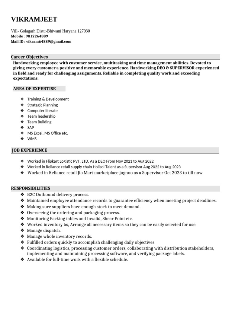 Vikram Resume 20-09-2023 | PDF