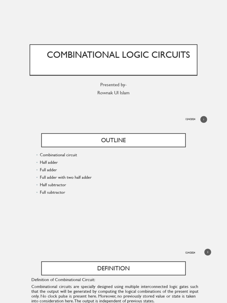 L15-Combinational Logic Circuits | PDF | Logic Gate | Subtraction
