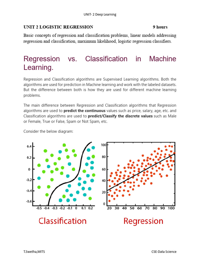 Unit II Deep Learning | PDF | Logistic Regression | Statistical Classification