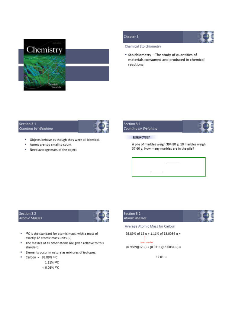 Chapter 3 Stoichiometry | PDF | Stoichiometry | Chemical Elements