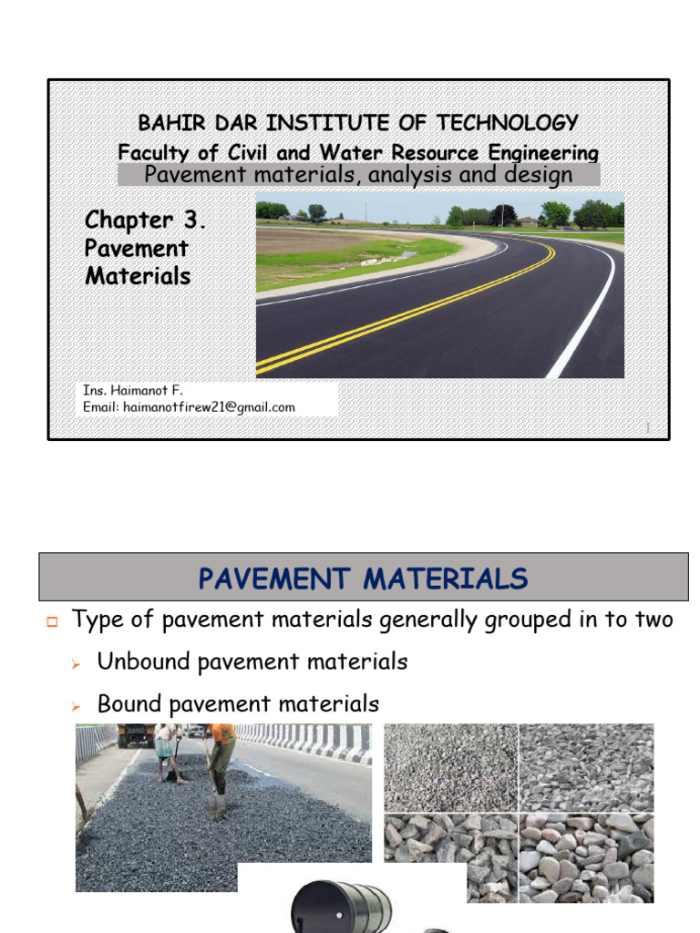 Ch-3 -1 pave. materials | PDF | Cement | Road Surface