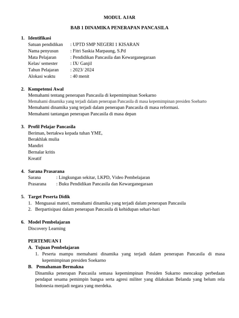 Modul Kelas 9 Ganjil 2023 | PDF