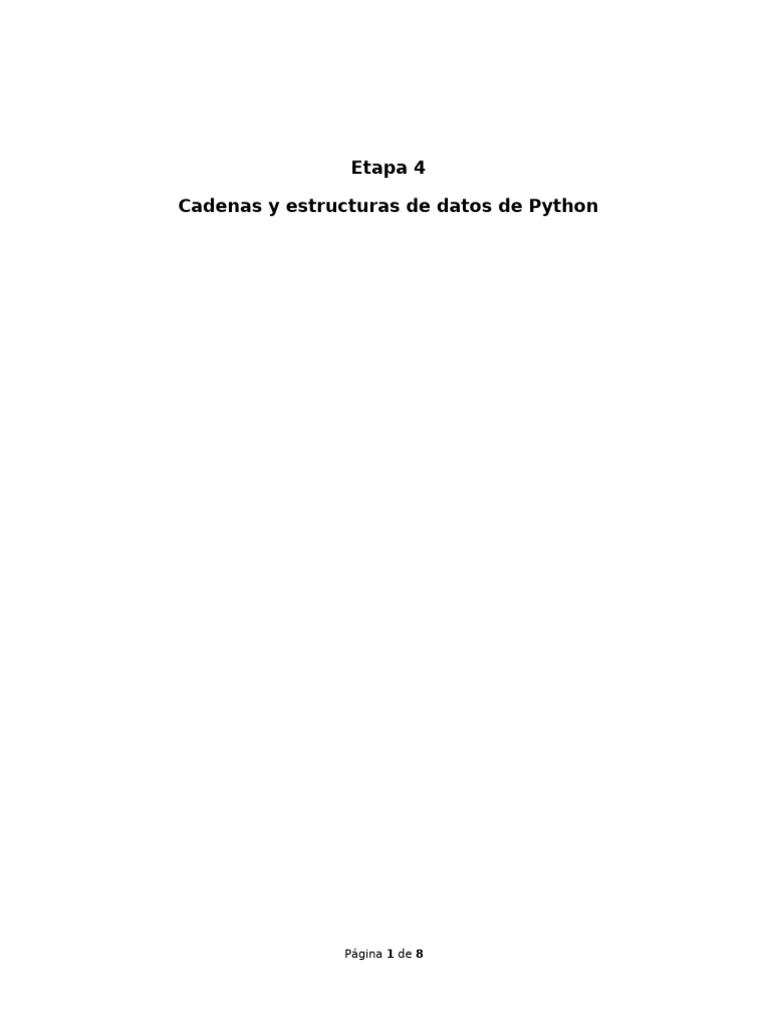 Etapa 4. Cadenas y Estructuras de Datos de Python | PDF | Python (lenguaje de programación ...