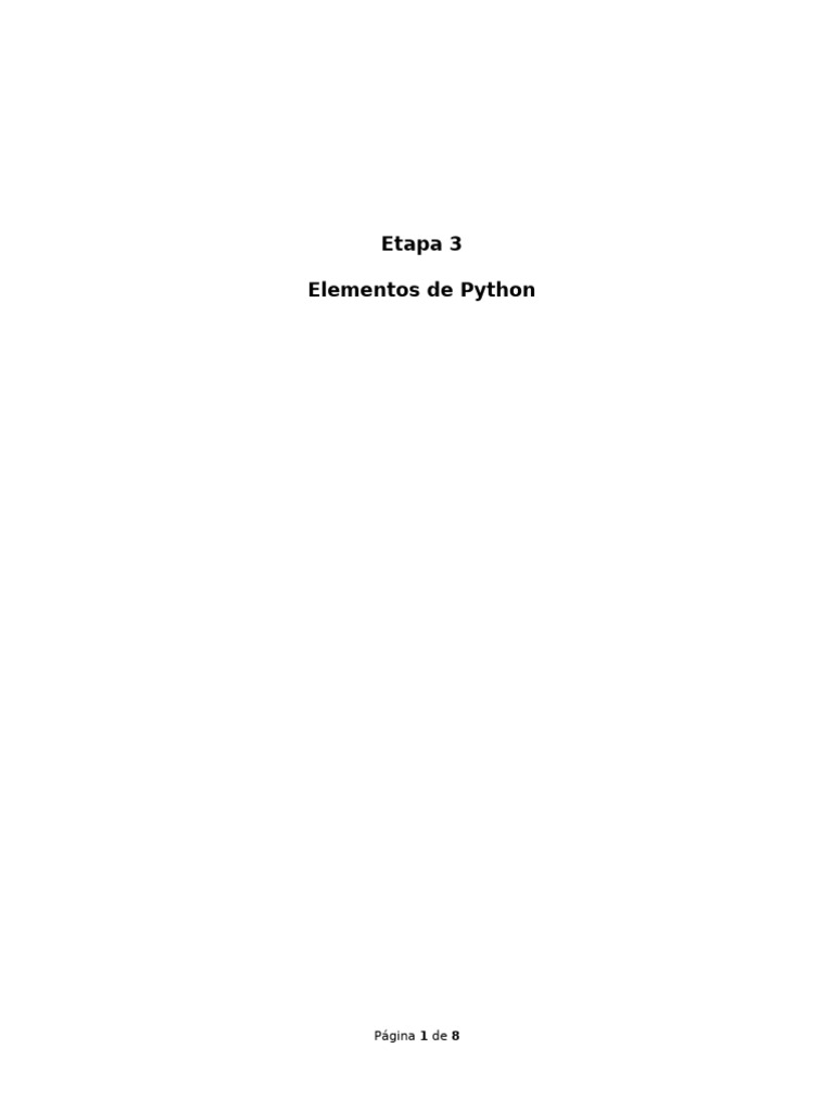 Etapa 3. Elementos de Python | PDF | Python (lenguaje de programación ...