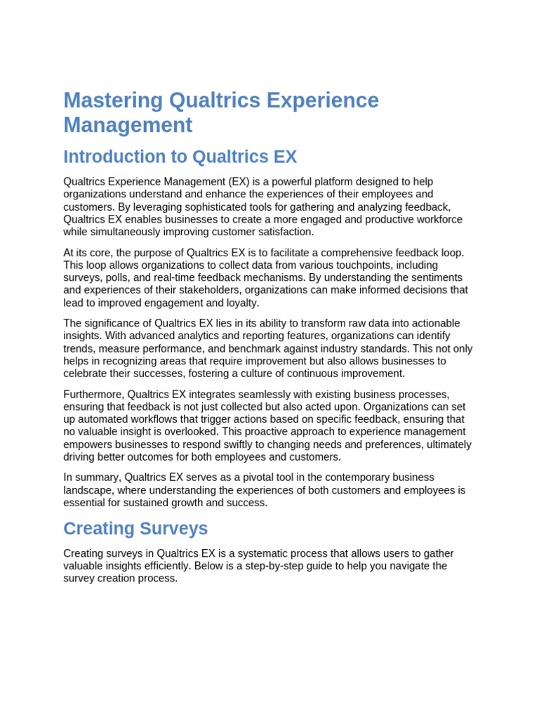 Mastering Qualtrics Experience Management | PDF | Customer Relationship Management | Analytics
