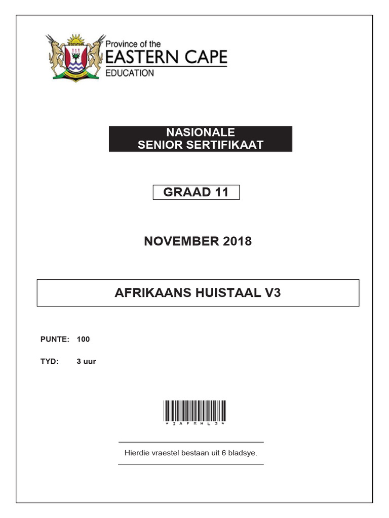 Afrikaans HL P3 QP GR11 Nov2018 D | PDF