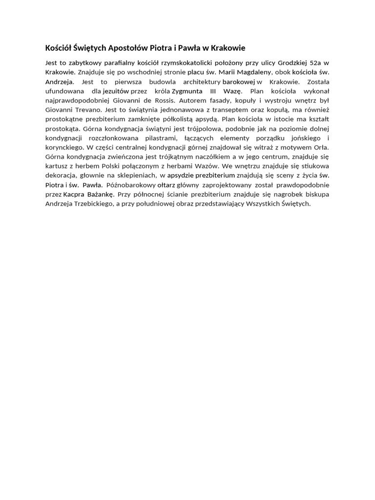 Kościół SW Piotra I Pawla | PDF
