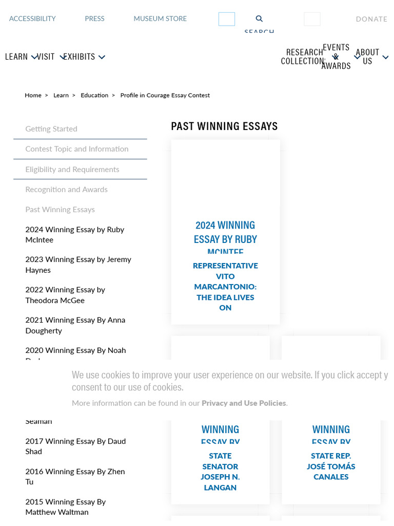 Past Winners of JFK Essay Contest | PDF