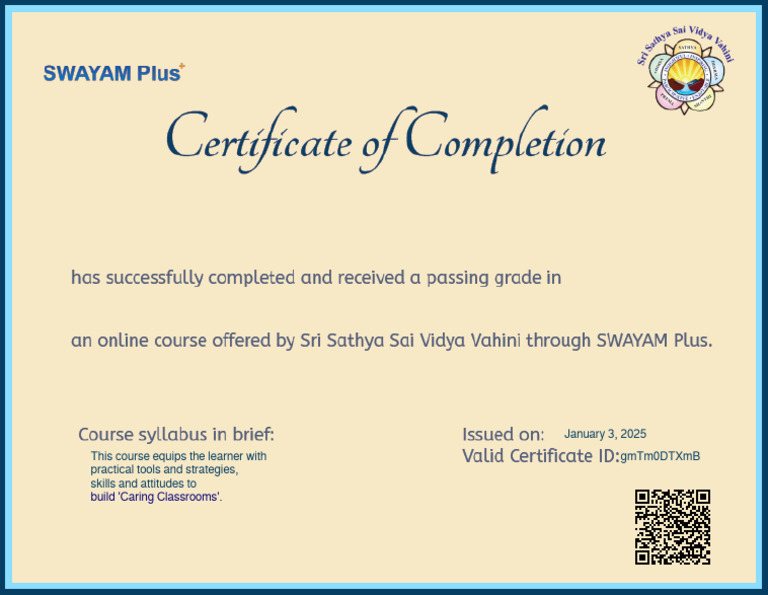 Caring Classroom Certificate | PDF