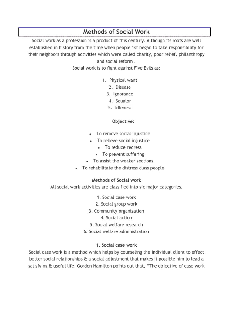 Methods of Social Work | PDF